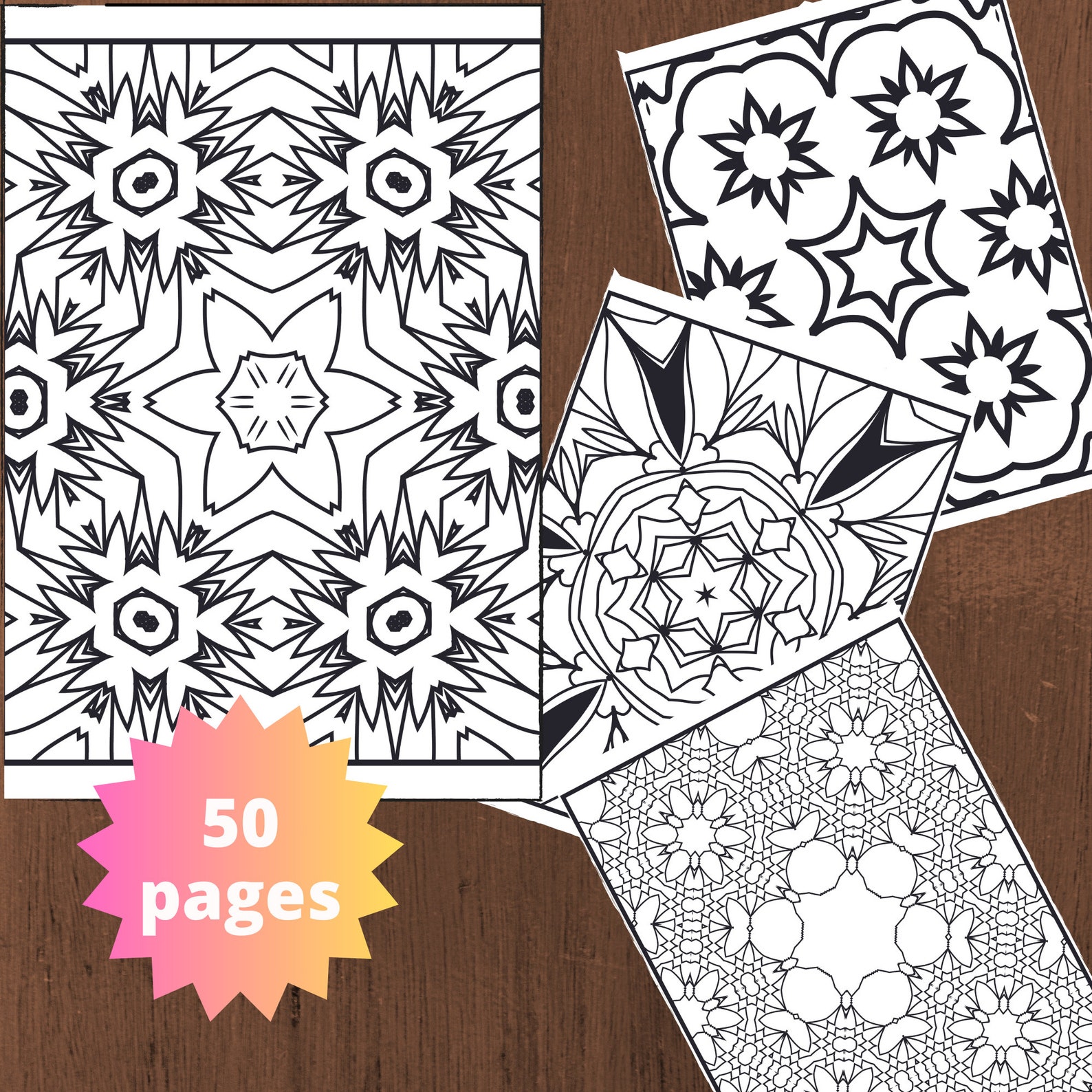 50 Pages Adult Coloring Books, Coloring Pages for Adults, Instant ...