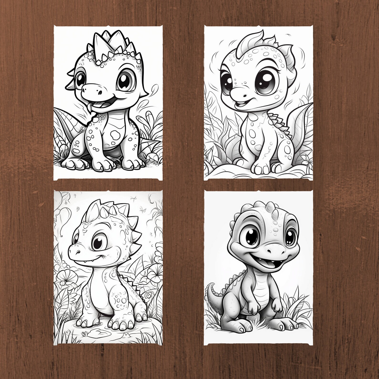 50 Dinosaur Coloring Pages Birthday, Kawaii Doodle, Birthday Activity ...