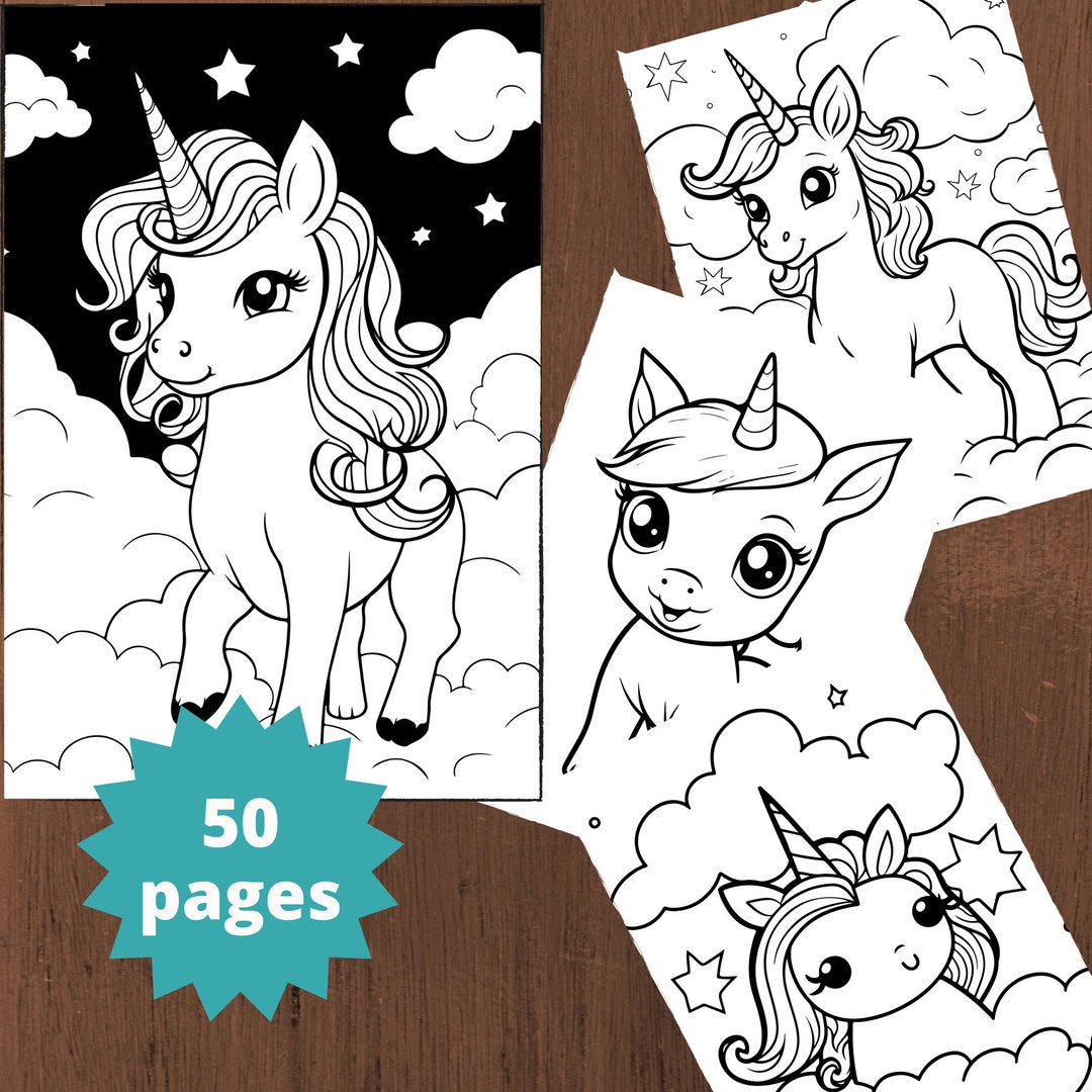 50 Cute Unicorn Coloring Pages for Kids, Unicorn Printables, Unicorn ...