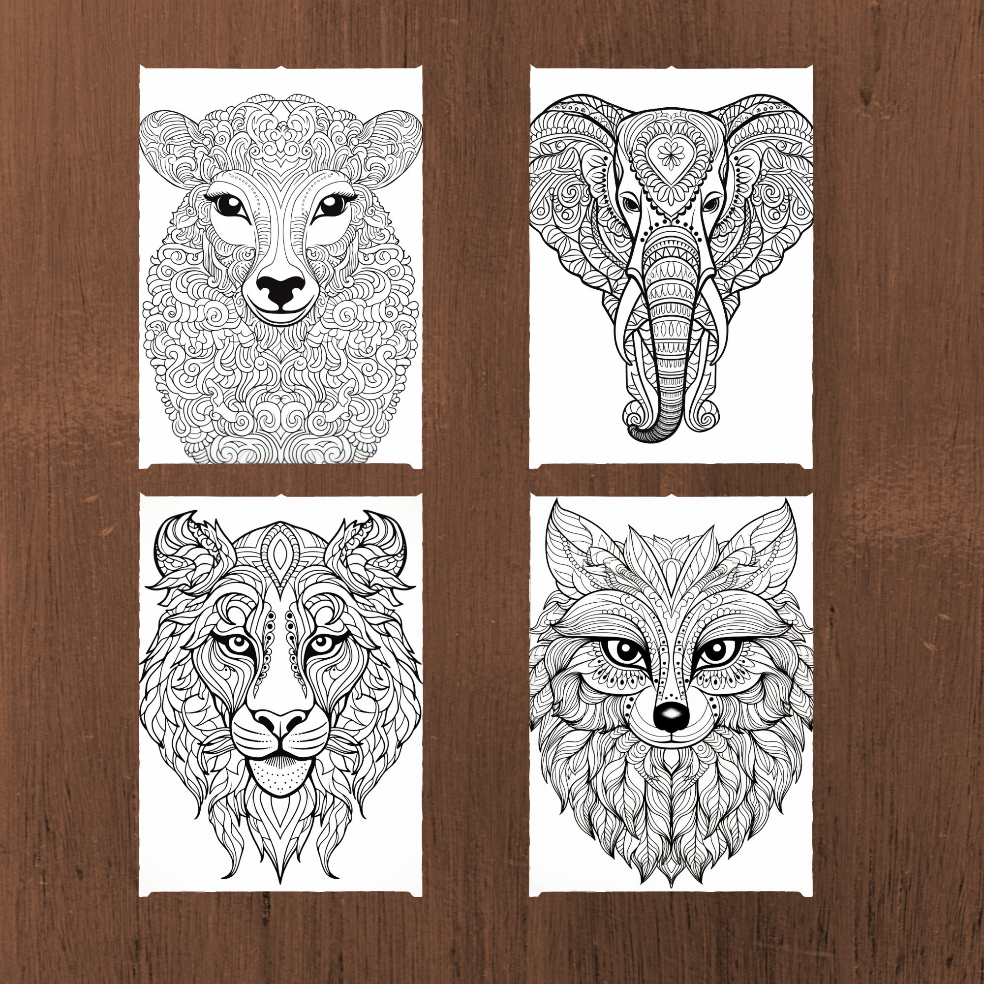 Animal Mandala Coloring Book, Coloring Pages for Kids and Adults ...