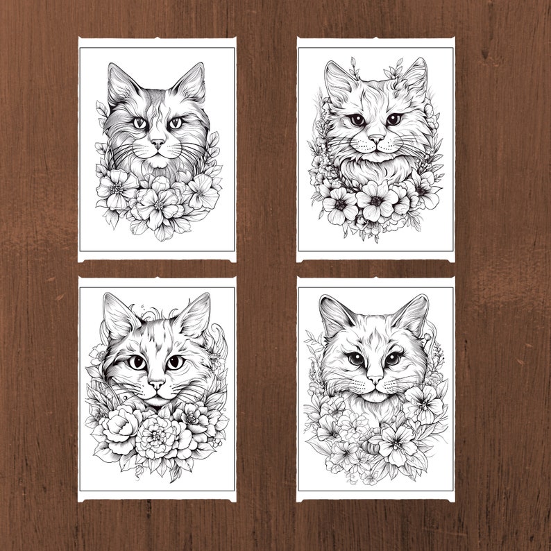 50 Cats Coloring Page - Coloring Pages for Kids and Adults, Instant ...