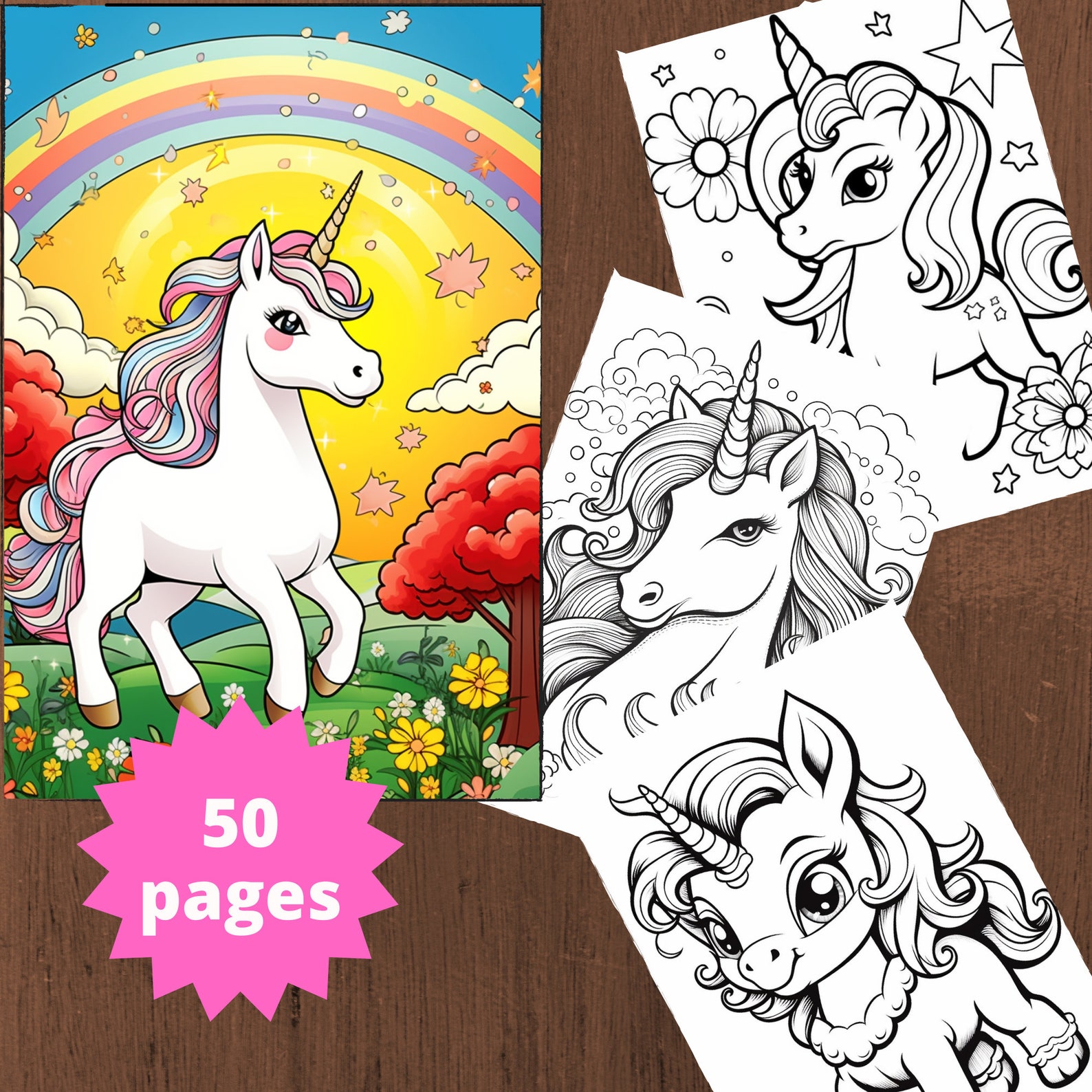 Unicorn Coloring Pages, Kawaii Coloring Book, Birthday Activity ...