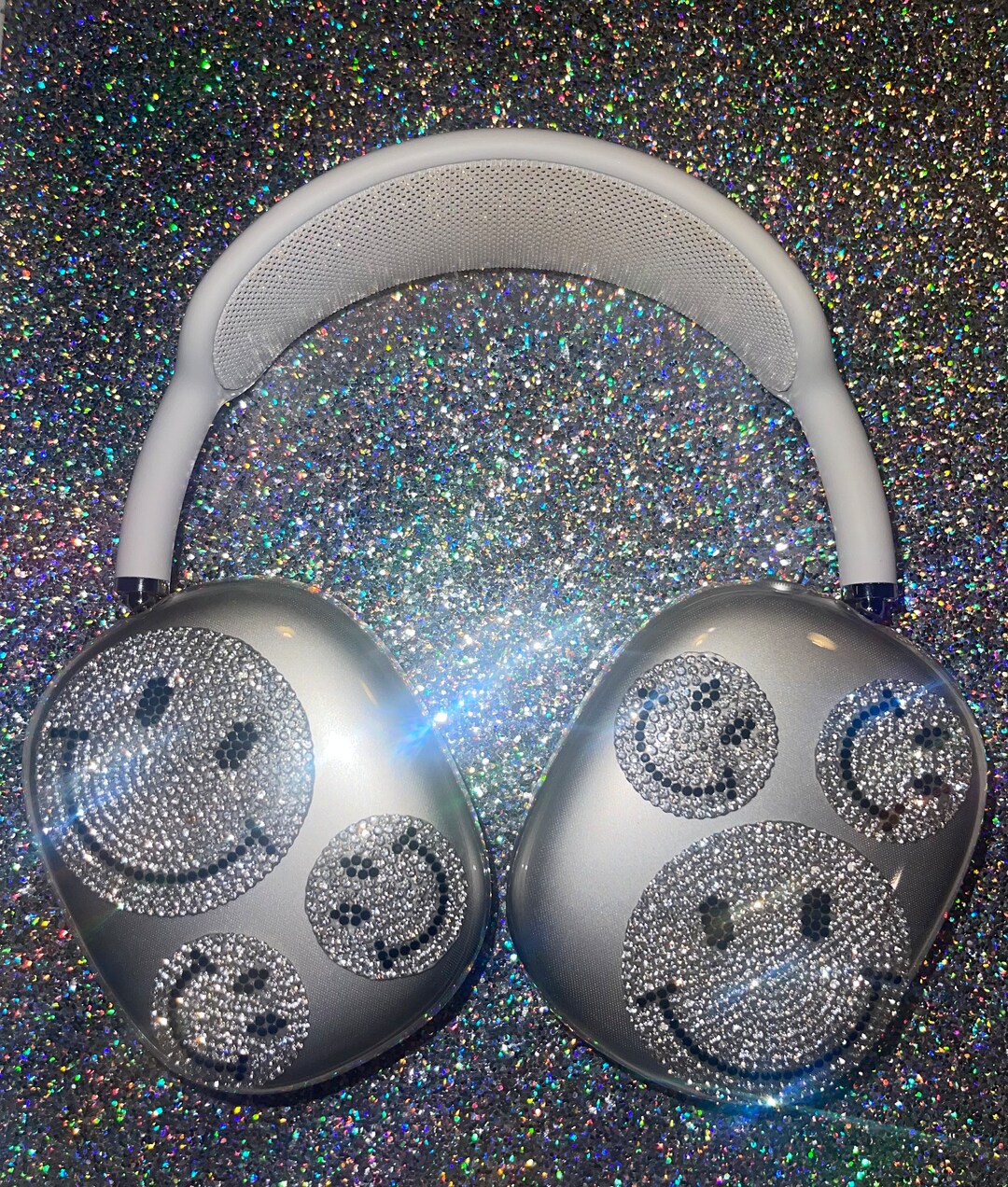 AirPod Max Smiley Face Rhinestone Case, Gift for Her Sparkle Headphones ...