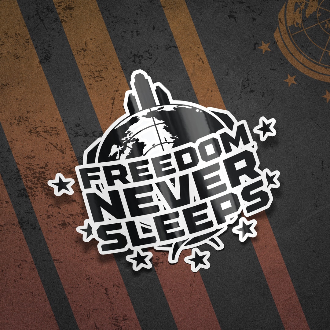 Helldivers Freedom Never Sleeps Black Globe Sticker - Etsy