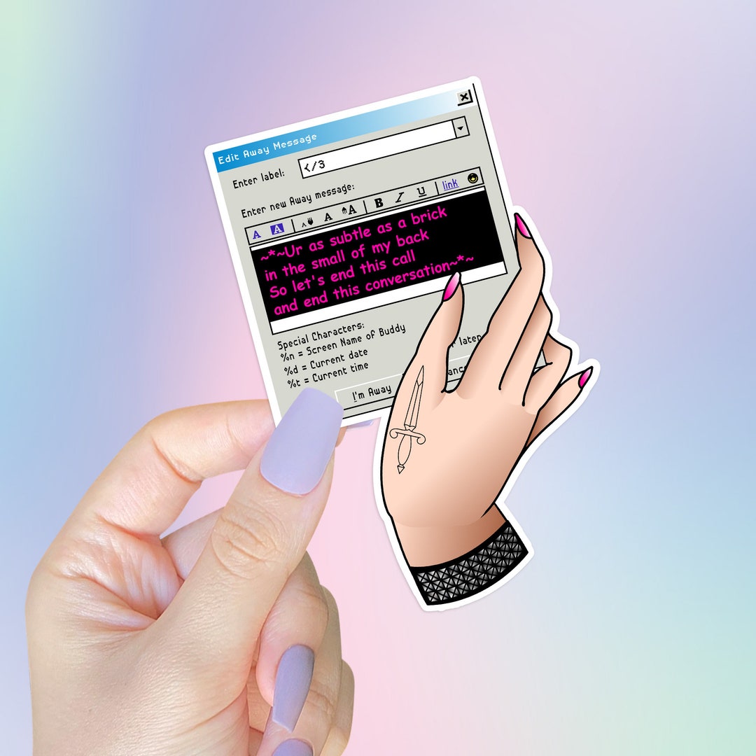 Emo Away Message, Kiss-cut Vinyl Decal, Emo Sticker, AIM Away Message ...