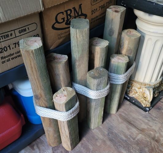 NAUTICAL SOLID Wood Jetty Logs Rope Posts Handmade Beach Shore Decor ...