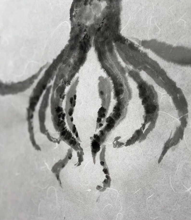 Ink Blot Squids - SET OF TWO - Sumi Ink Original on Mulberry Paper -18 ...