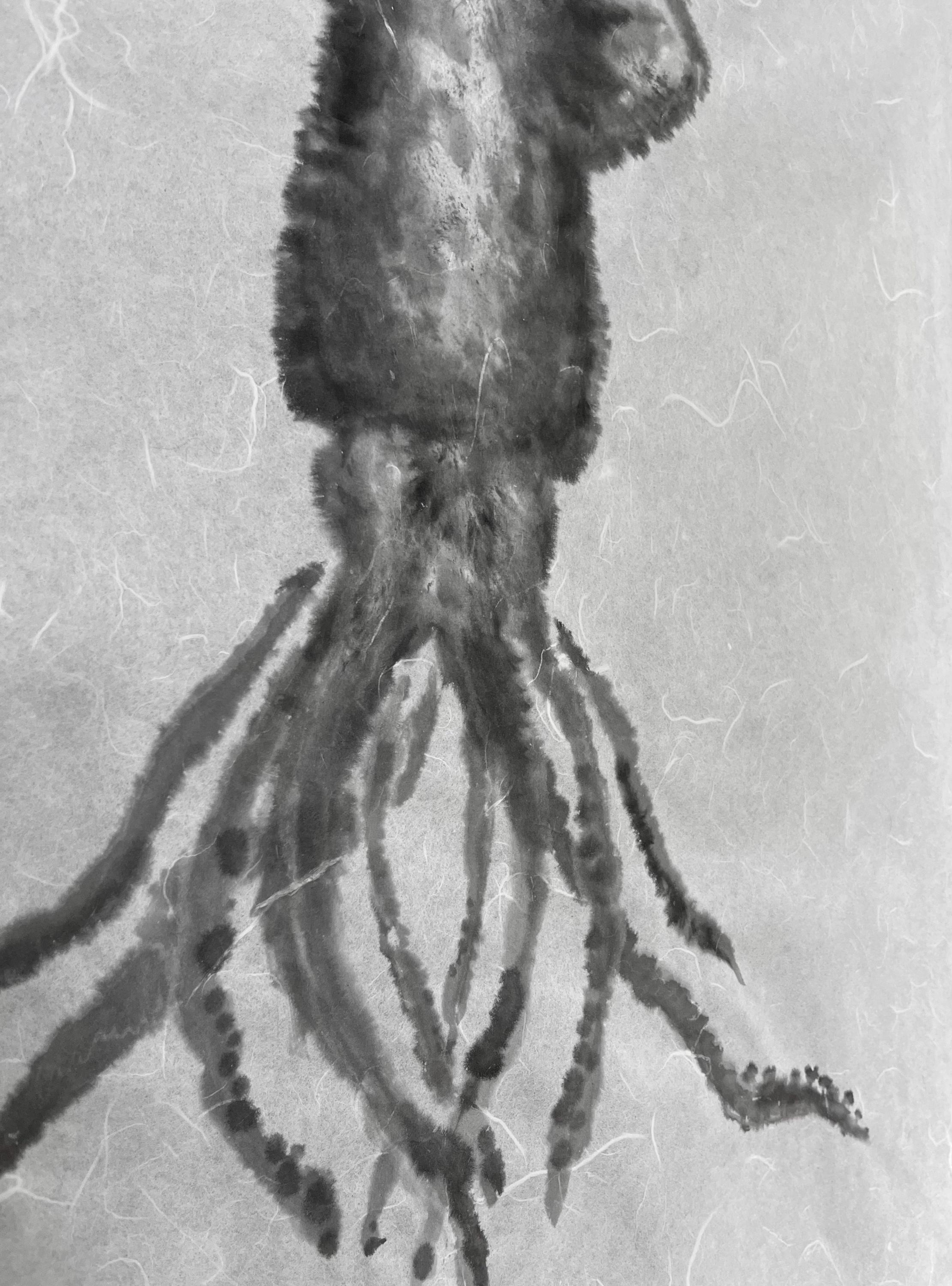 Ink Blot Squids - SET OF TWO - Sumi Ink Original on Mulberry Paper -18 ...