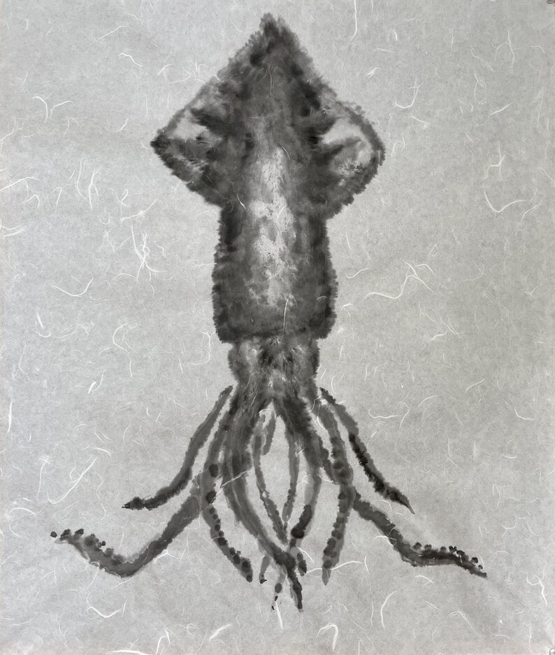 Ink Blot Squids - SET OF TWO - Sumi Ink Original on Mulberry Paper -18 ...