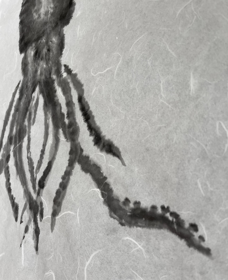 Ink Blot Squids - SET OF TWO - Sumi Ink Original on Mulberry Paper -18 ...