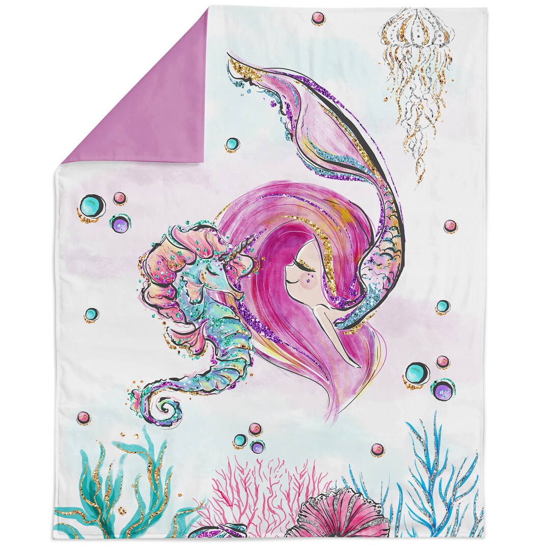 Mermaid Fabric Panel for Quilting, Baby Fabric Panel, Cotton Fabric ...