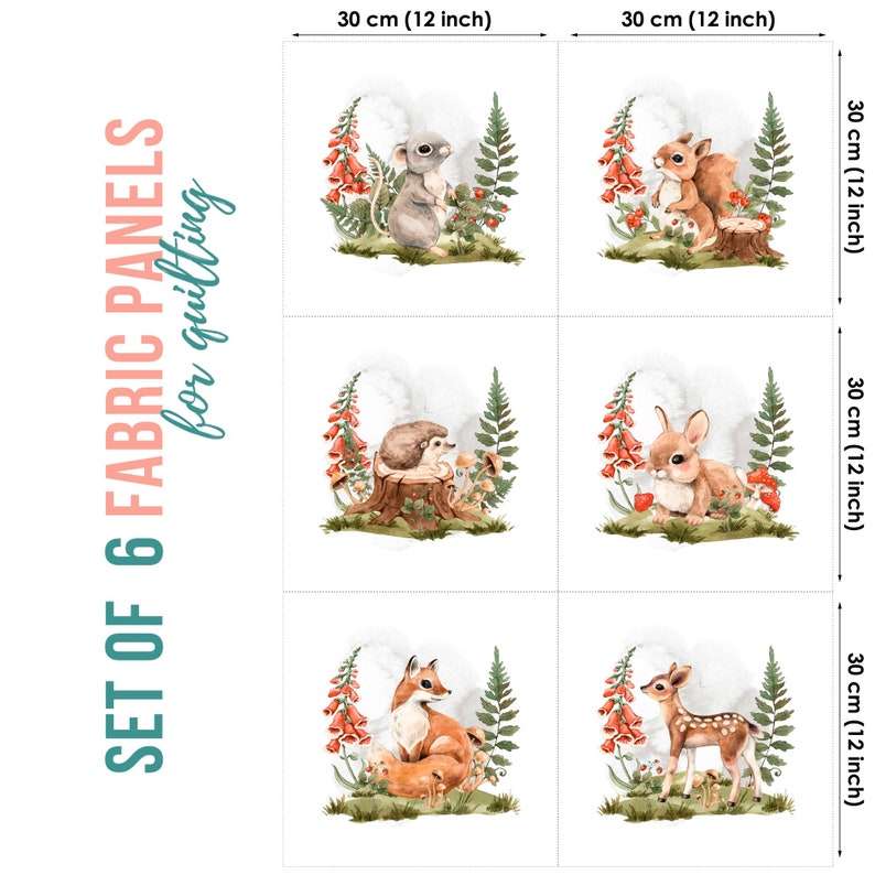 Woodland Animals Fabric Panel for Quilting, Baby Fabric Panel, Cotton ...