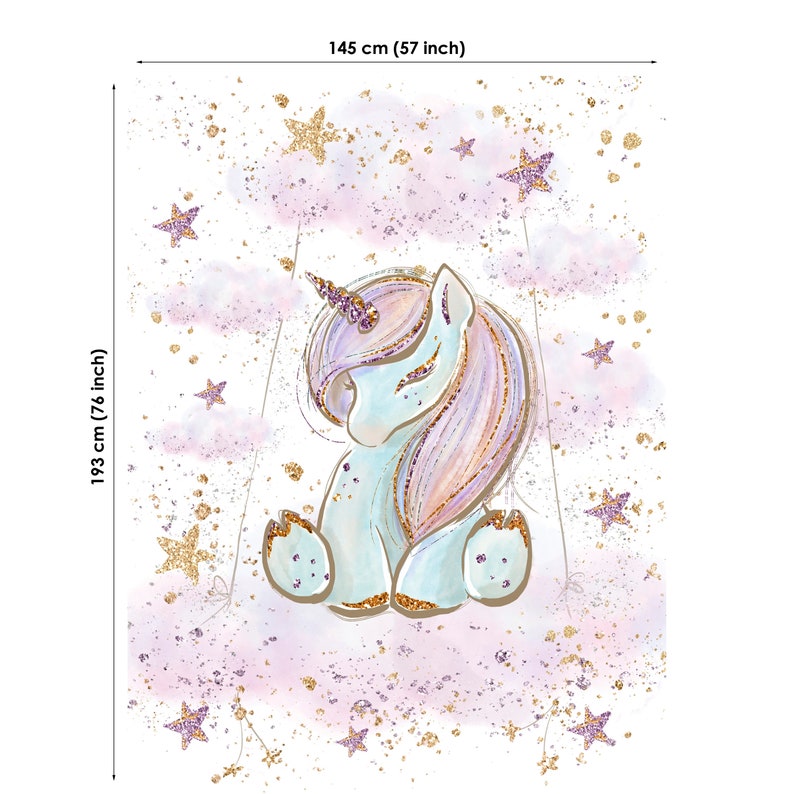 Cute Unicorns Cotton Fabric Panels, Unicorn Quilting Fabric, Cotton ...