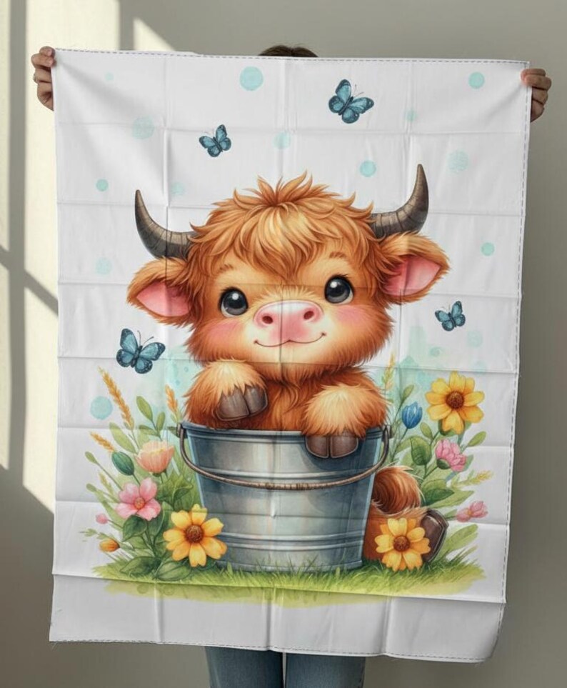 Highland Cow Fabric Panels for Quilting, Nursery Decor, Sewing Projects ...