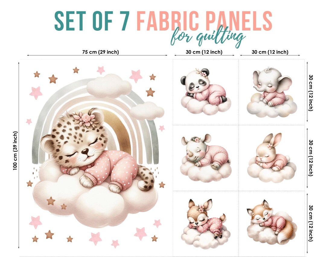 Sleepy Baby Cheetah Cotton Fabric Panel: Quilting & Sewing - Etsy