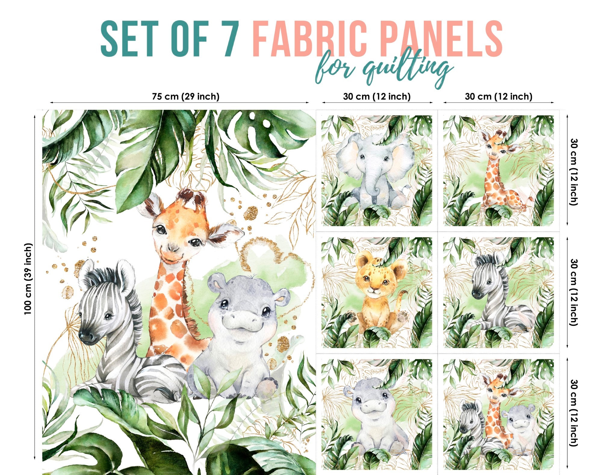 Jungle Safari Fabric Panel for Quilting Hippo Fabric Panels - Etsy