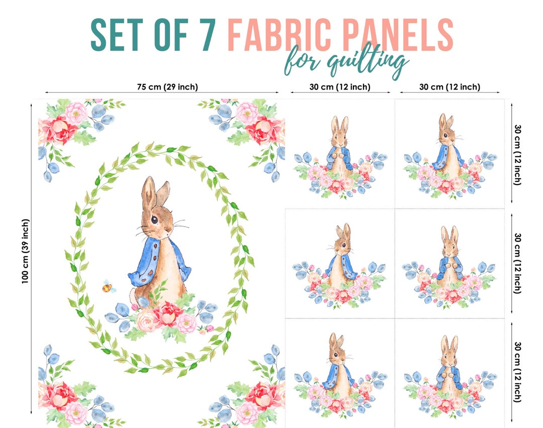 Peter Rabbit Cotton Fabric Panels, Quilting Fabric Set, Cotton Panel ...