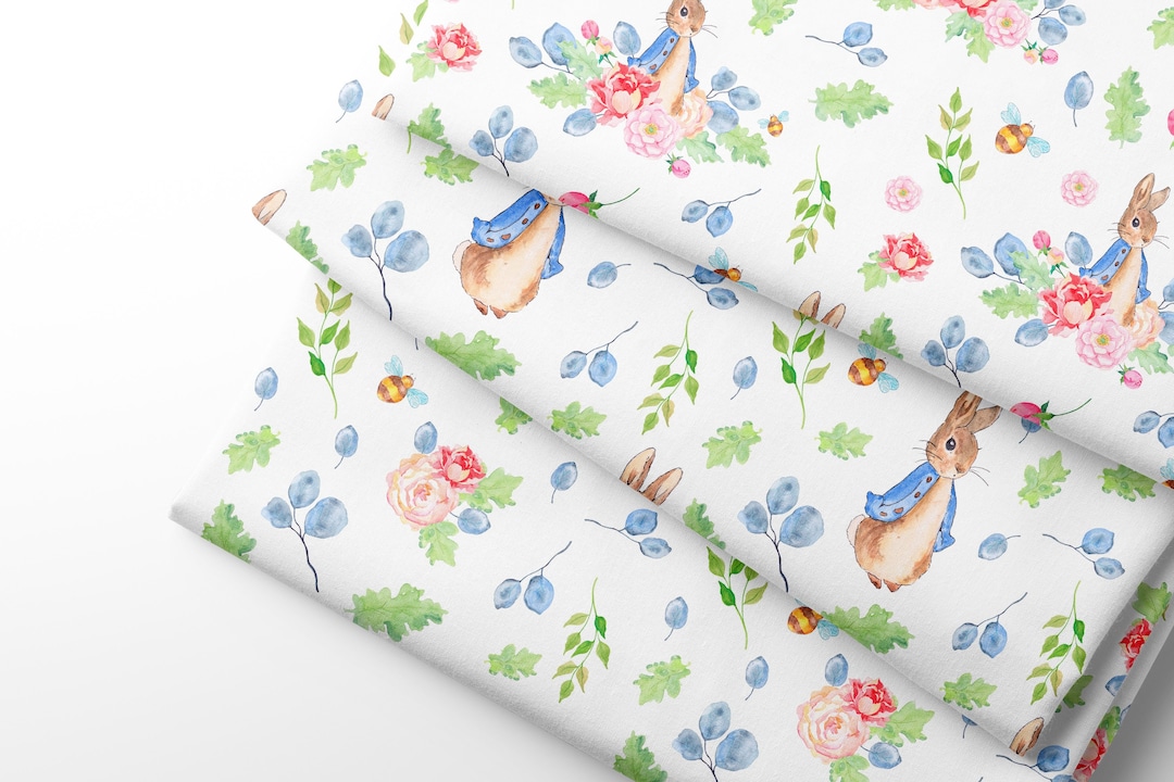 Peter Rabbit Fabric, Twill Cotton, Fabric by Half Yard - 100% Cotton ...