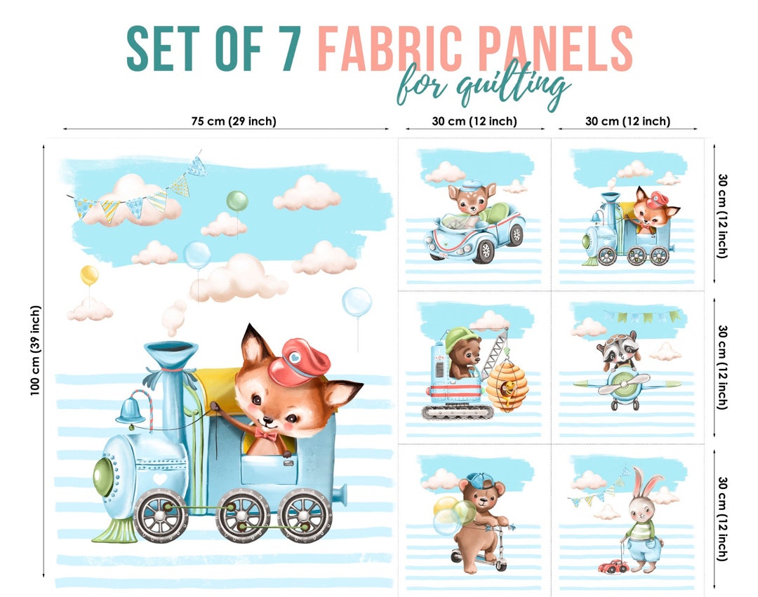 Cute Baby Animals Cotton Fabric Panels, Baby Animals Fabric Panels ...
