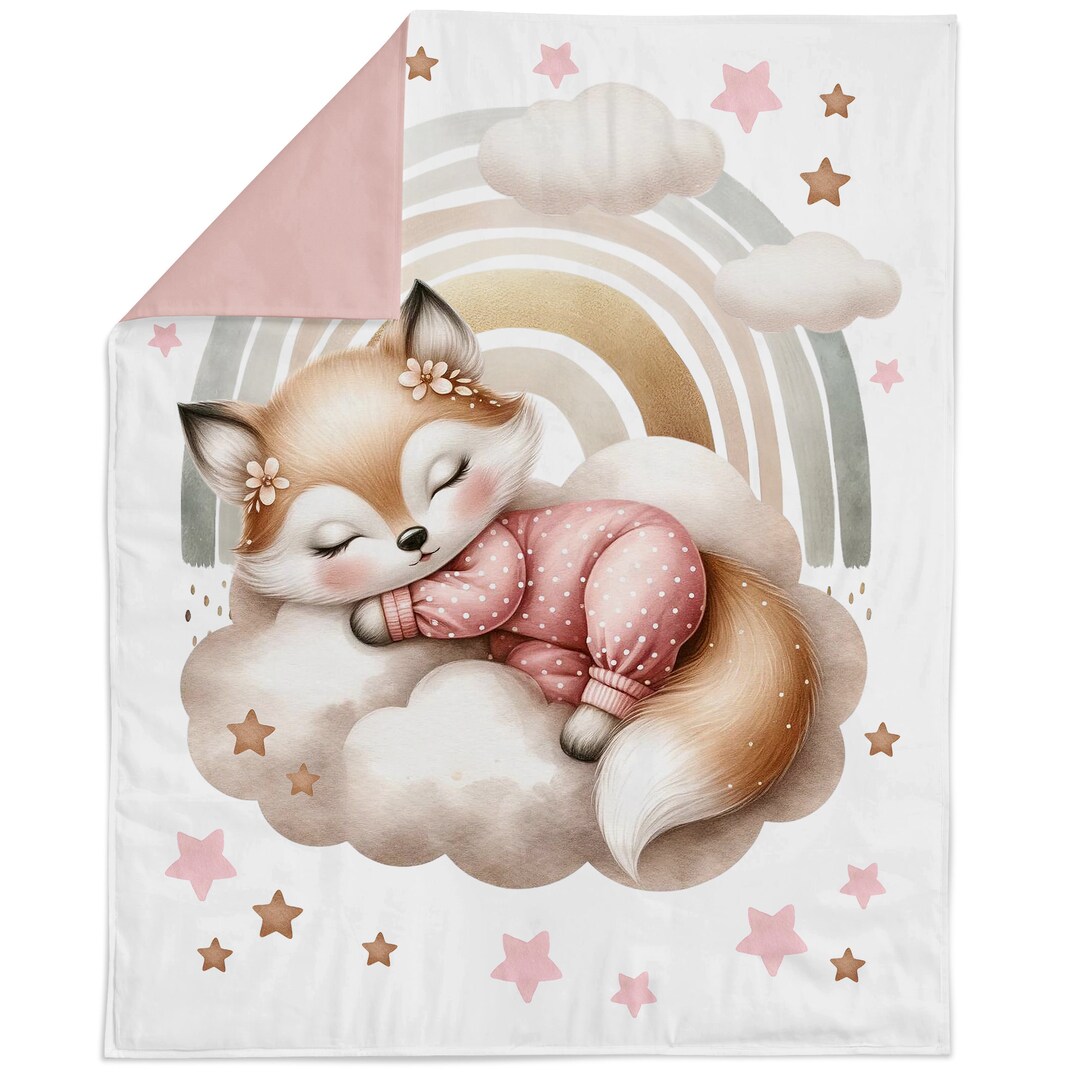 Sleepy Baby Fox Cotton Fabric Panel: Quilting & Sewing - Etsy