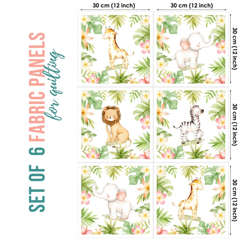 Jungle Safari Set of 7 Fabric Panels Quilting Fabric Set - Etsy