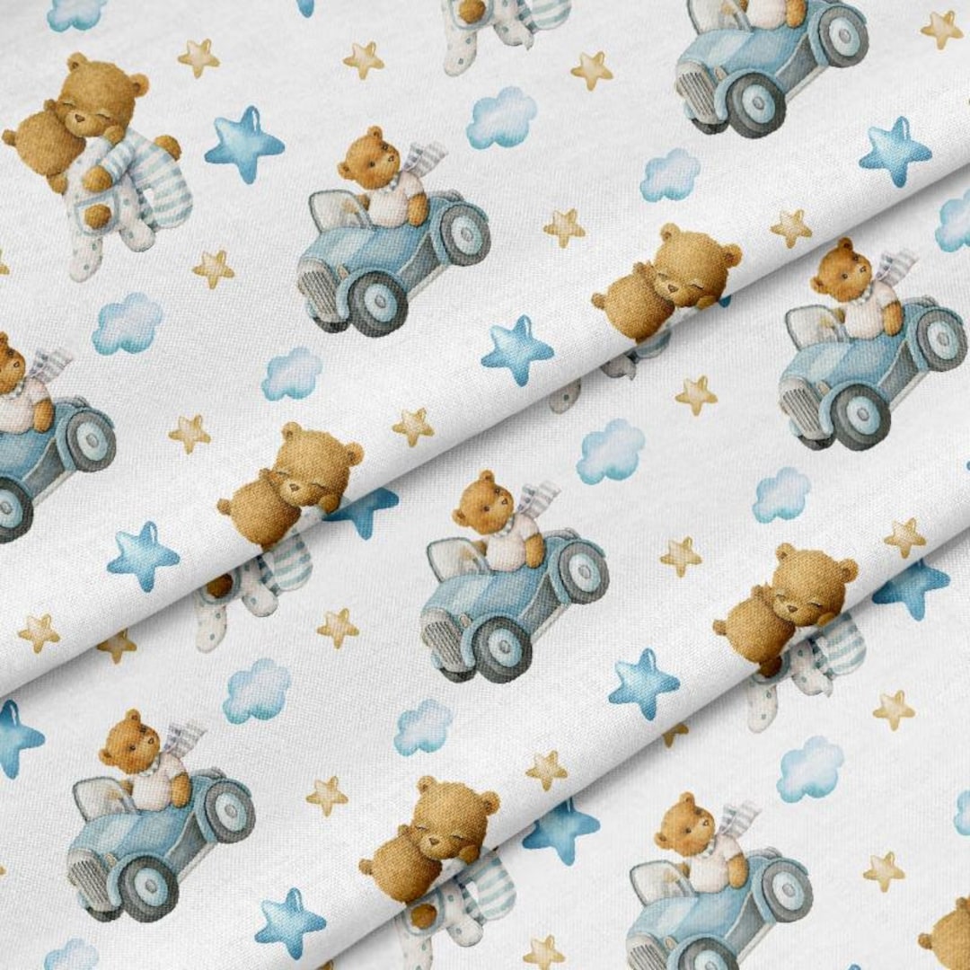 Cute Bear Fabric, Premium Sateen, Fabric by Half Yard 100% Cotton 58 ...