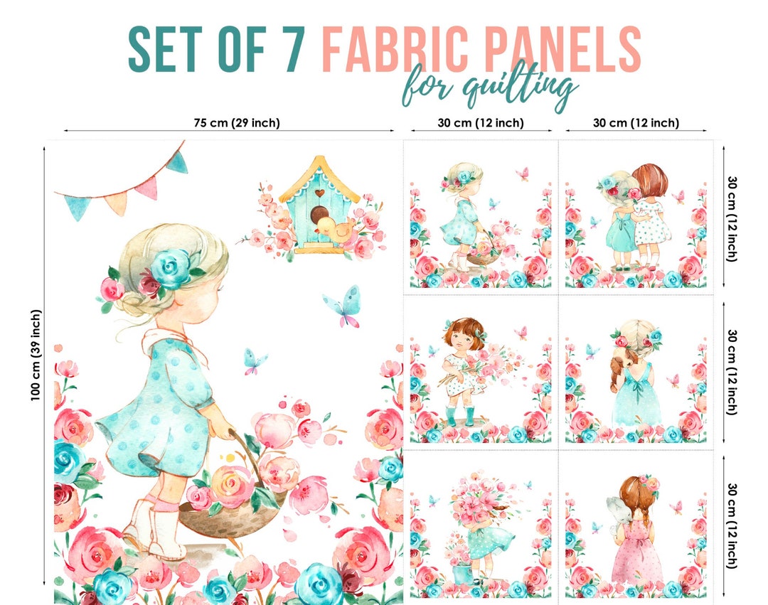 Floral Cotton Fabric Panel: Baby Girl Quilting Panel - Etsy