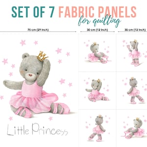 Bear Ballerina Fabric Panel for Quilting, Baby Fabric Panel, Cotton Fabric Panel for Baby Quilts ...