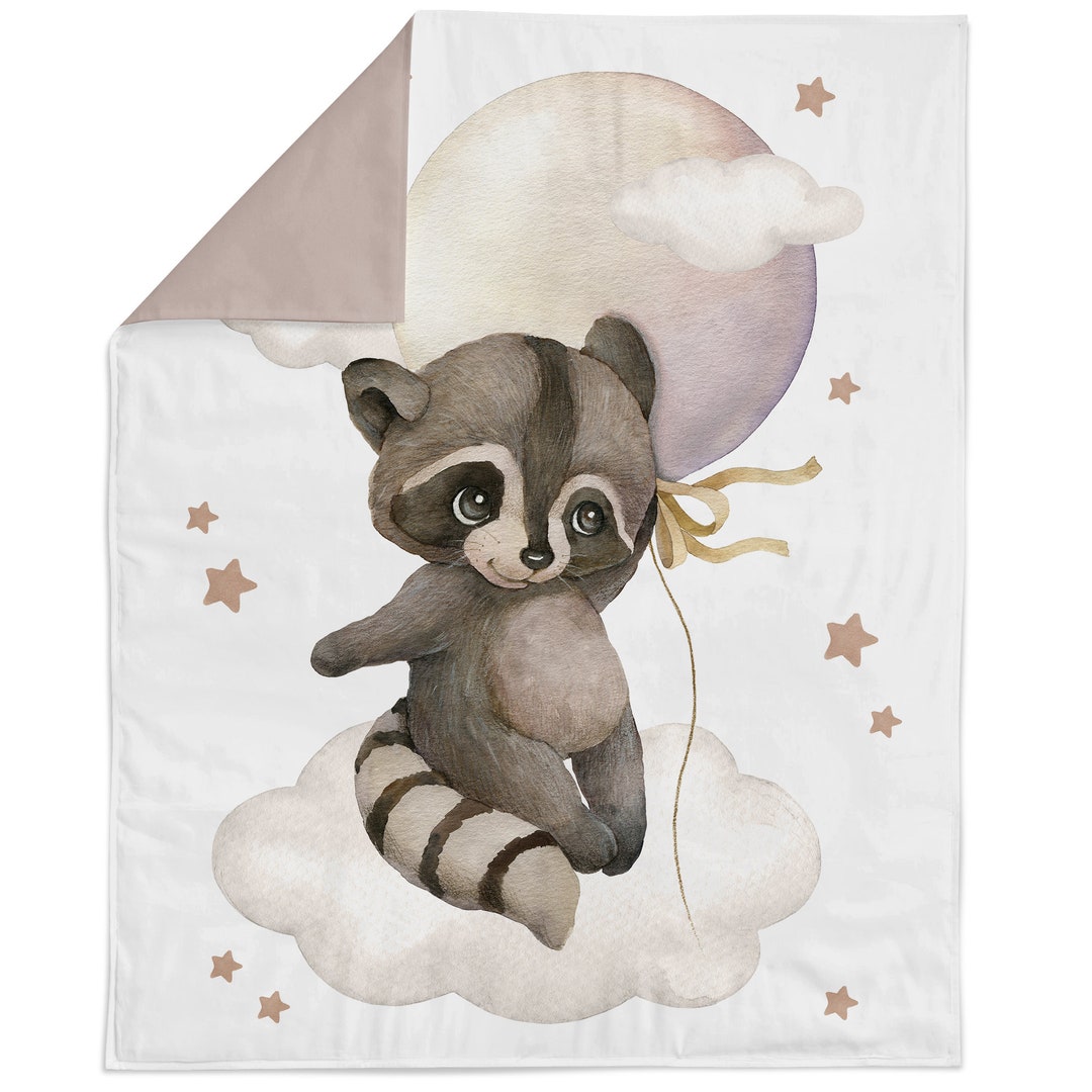 Cute Baby Raccoon Fabric Panel for Quilting, Baby Fabric Panel, Cotton ...