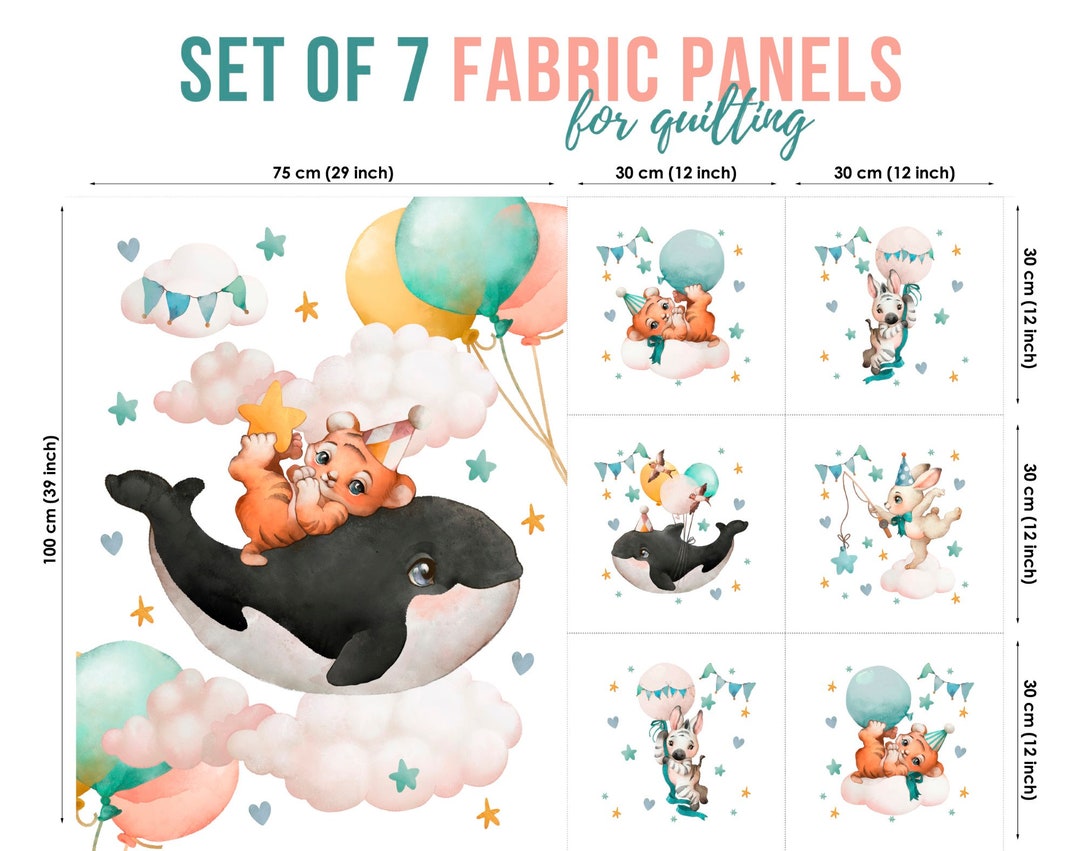 Süße Baby Wal Baumwolle Panels, Baby Tiere Stoff Panels, Quilting Stoff, Baby Stoff für Quilten ...