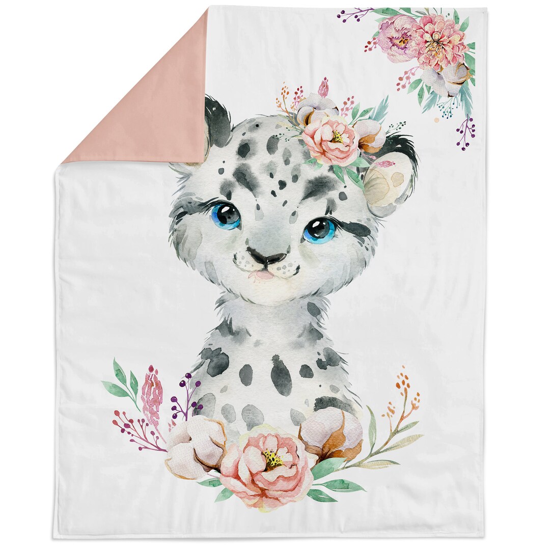 Snow Leopard Cotton Fabric Panel – Winter Design for Baby Quilts and ...