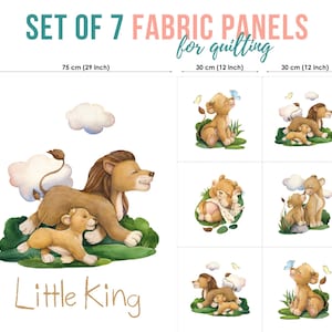 Cute Baby Lion Cotton Fabric Panels, Quilting Fabric Set, Cotton Panel ...