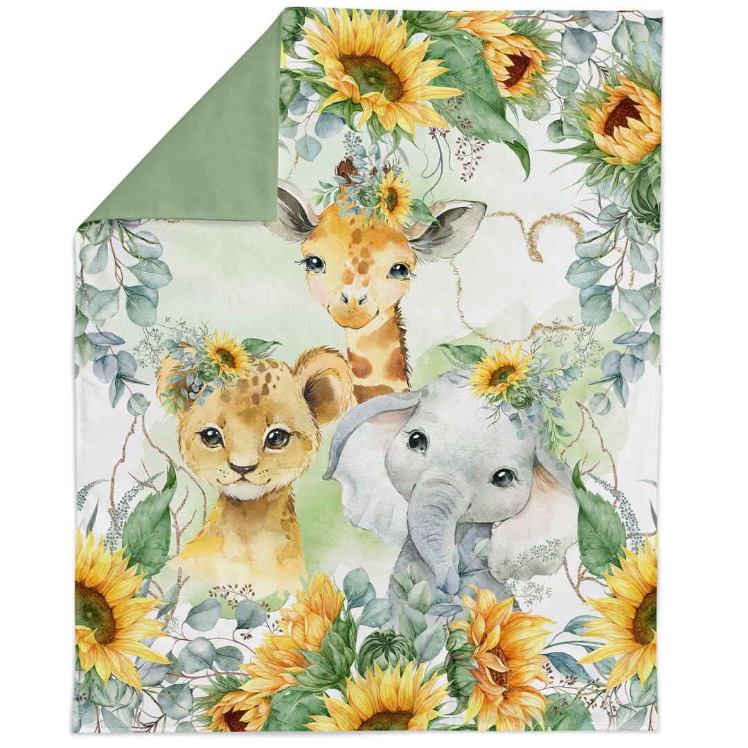 Jungle Safari Sunflowers Fabric Panel for Quilting, Baby Fabric Panel ...