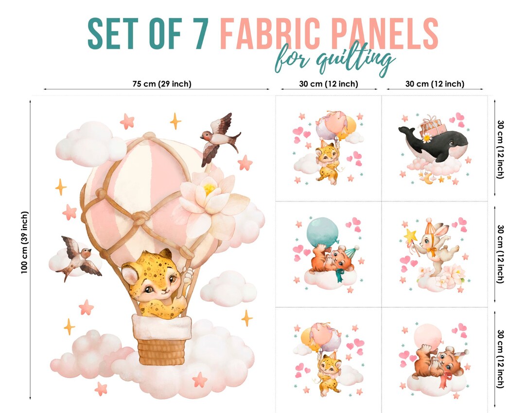 Cute Baby Jaguar Cotton Fabric Panels, Baby Animals Fabric Panels, Baby ...