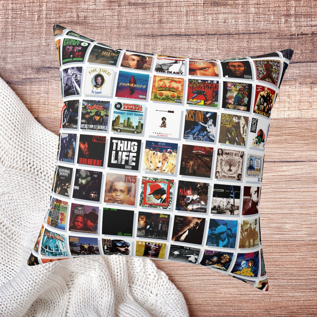 Nostalgic 90s Hip-hop Vibes Collage Polyester Pillow - Ideal Gift for ...