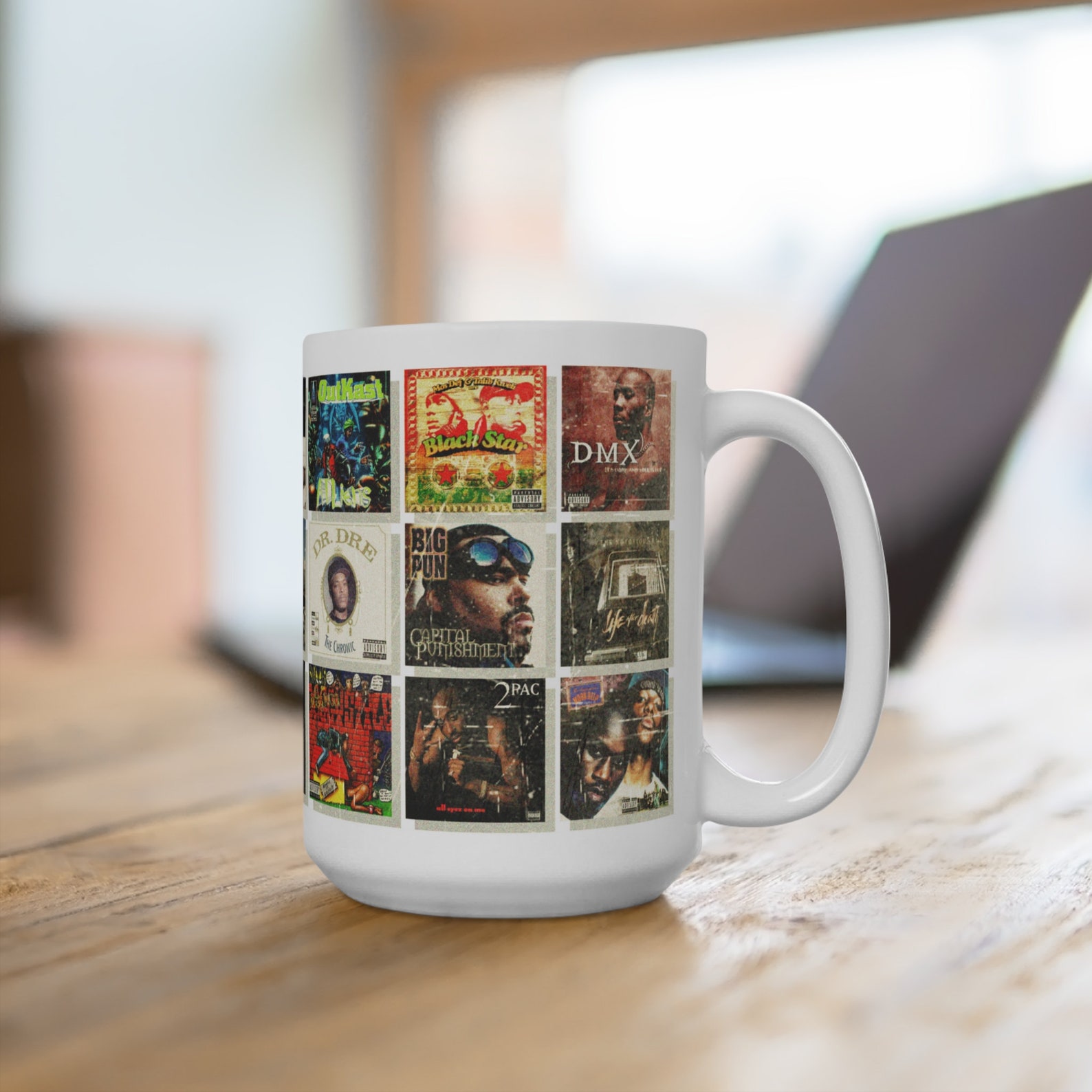 Vintage 90s Hip-hop Album Collage Coffee Mug - 15oz - Nostalgic Retro ...