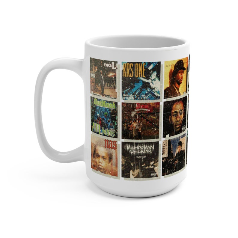 Vintage 90s Hip-hop Album Collage Coffee Mug - 15oz - Nostalgic Retro ...