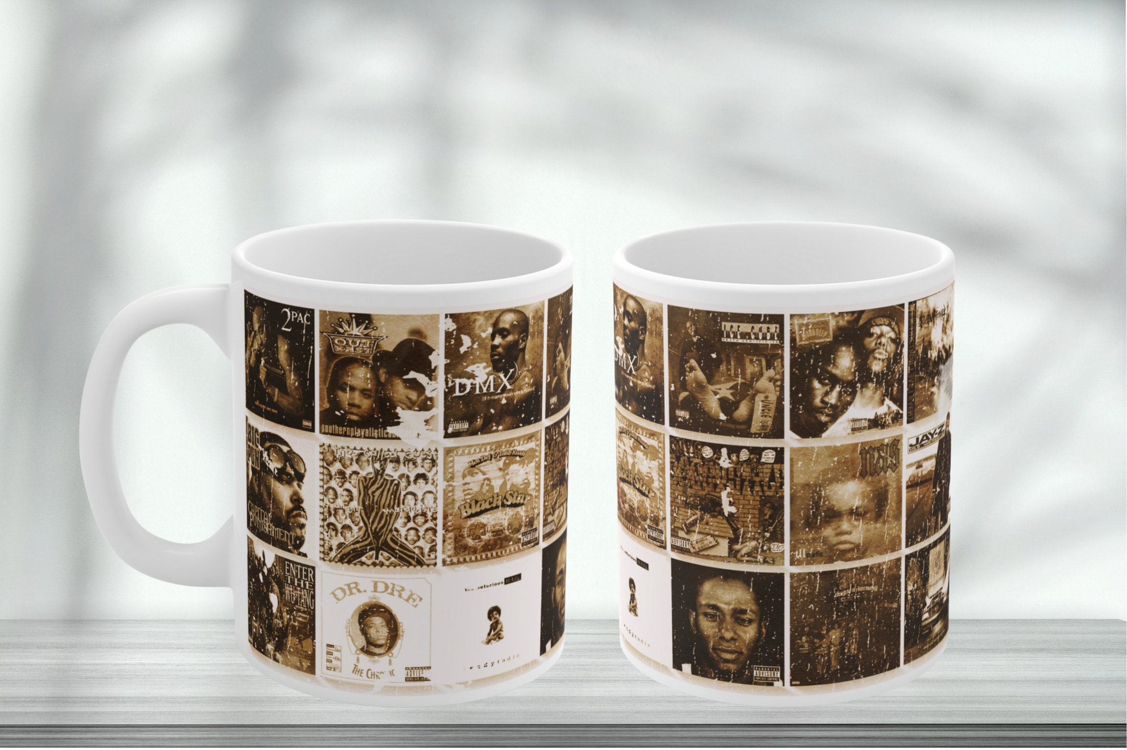 Vintage 90s Hip-hop Album Collage Coffee Mug - Classic Rap Art ...