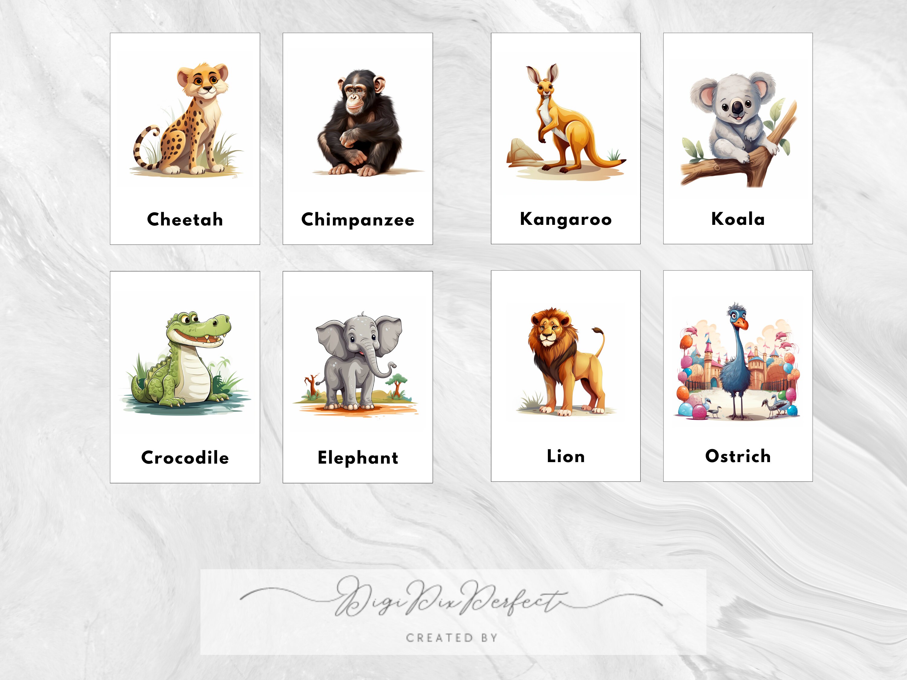 Tarjetas flash imprimibles de animales del zoológico para niños - 20 ...