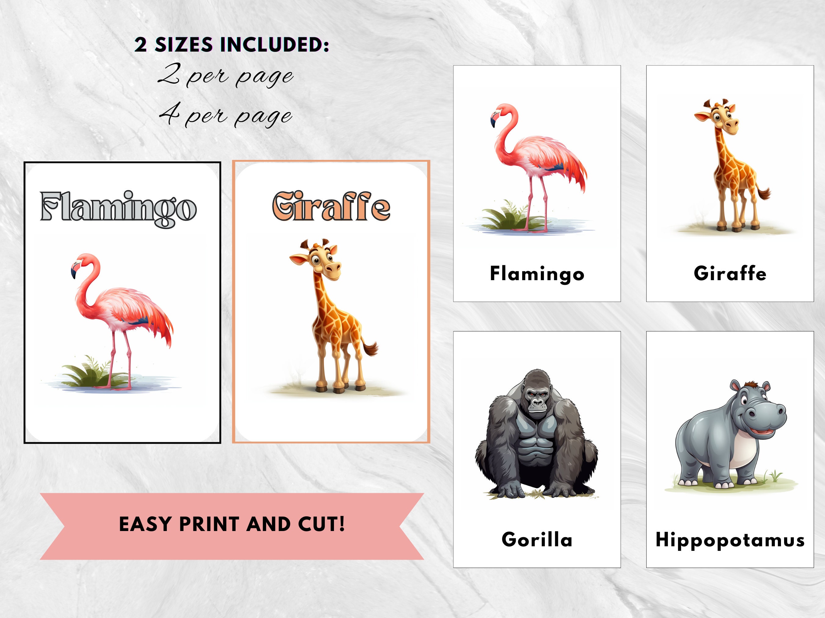 Tarjetas flash imprimibles de animales del zoológico para niños - 20 ...