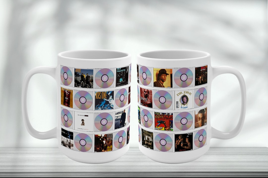 Nostalgic 90s Hip-hop Album Collage Coffee Mug - 15oz - Retro Rap Music ...