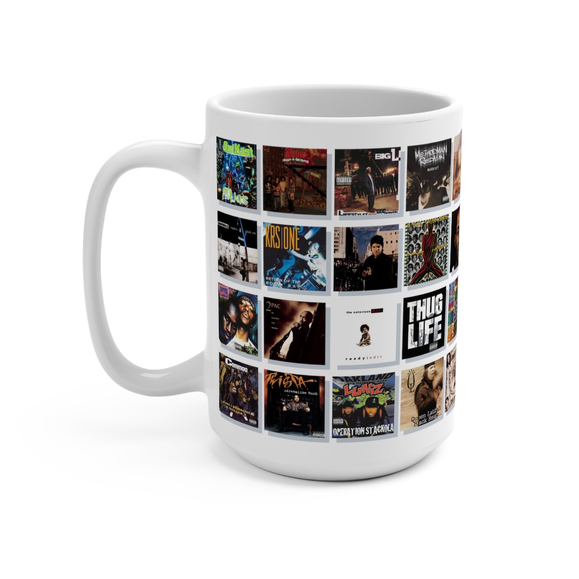 Classic 90s Hip-hop Album Collage Coffee Mug 15oz Nostalgic Retro Rap ...