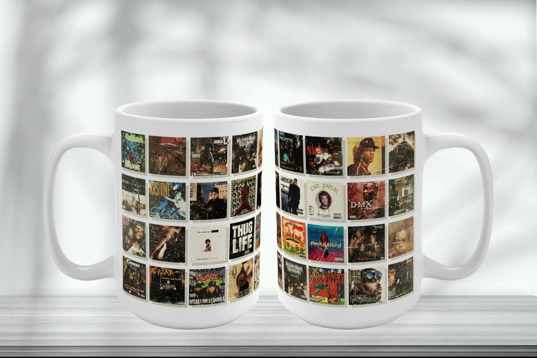 90s Vintage Hip-hop Album Collage Coffee Mug - 15oz - Nostalgic Retro ...