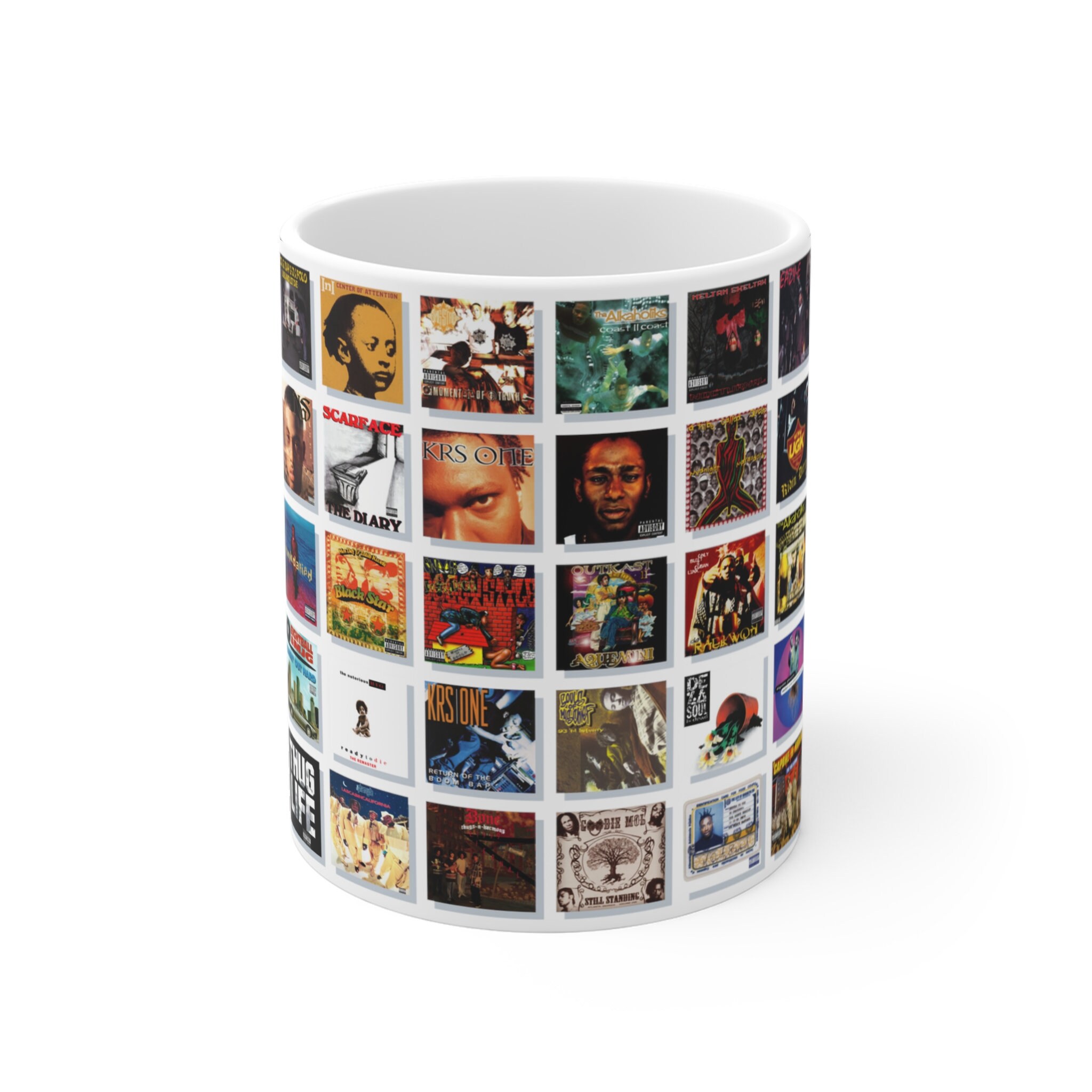Classic 90s Hip-hop Album Collage Coffee Mug - 11oz - Nostalgic Retro ...