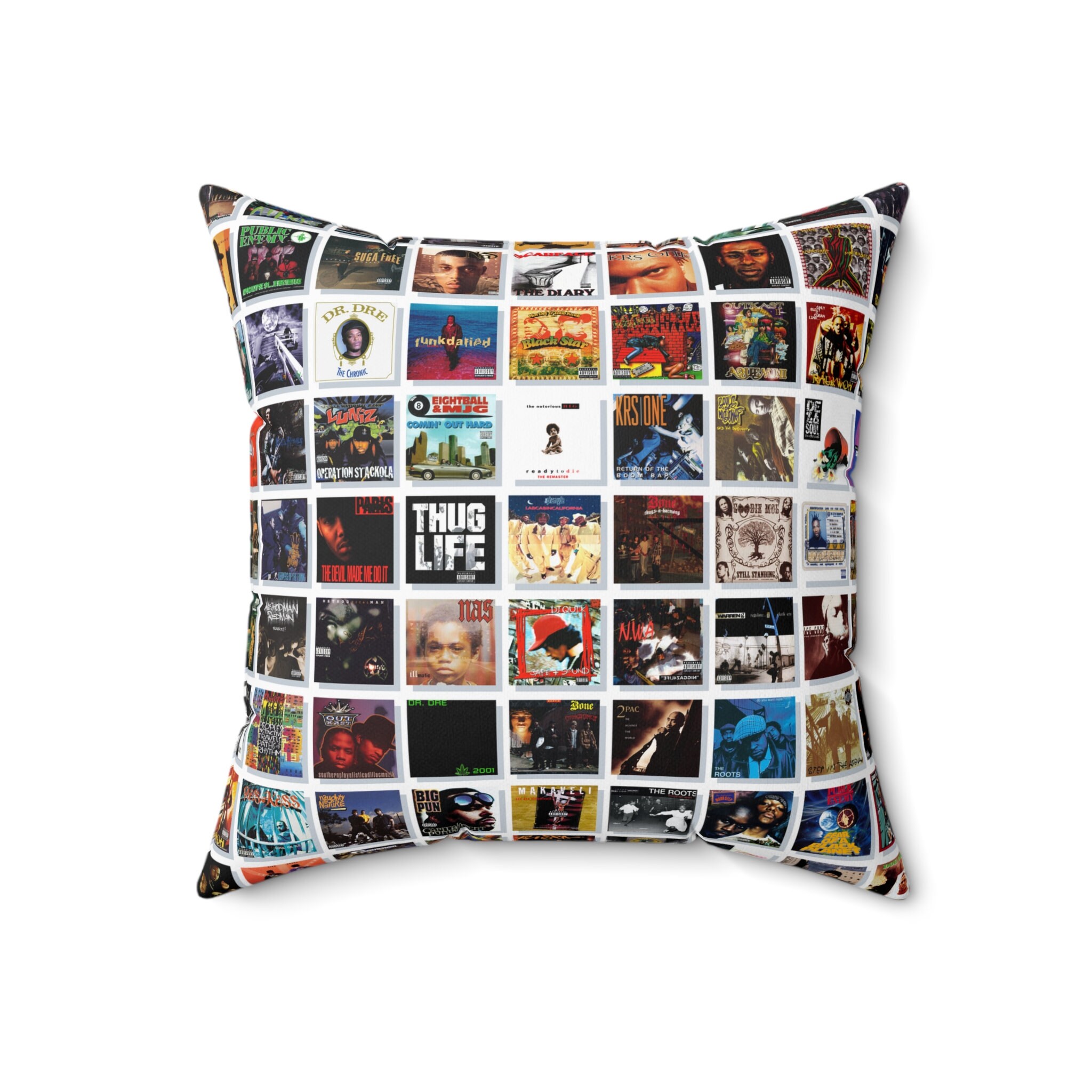 Nostalgic 90s Hip-hop Vibes Collage Polyester Pillow - Ideal Gift for ...
