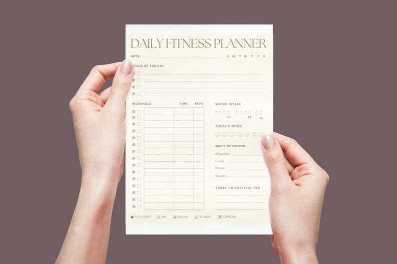 Daily Fitness Tracker Weight Loss Planner Printable Daily Exercise ...