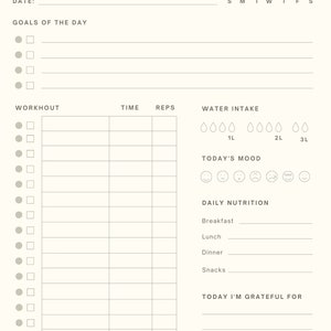 Daily Fitness Tracker Weight Loss Planner Printable Daily Exercise ...