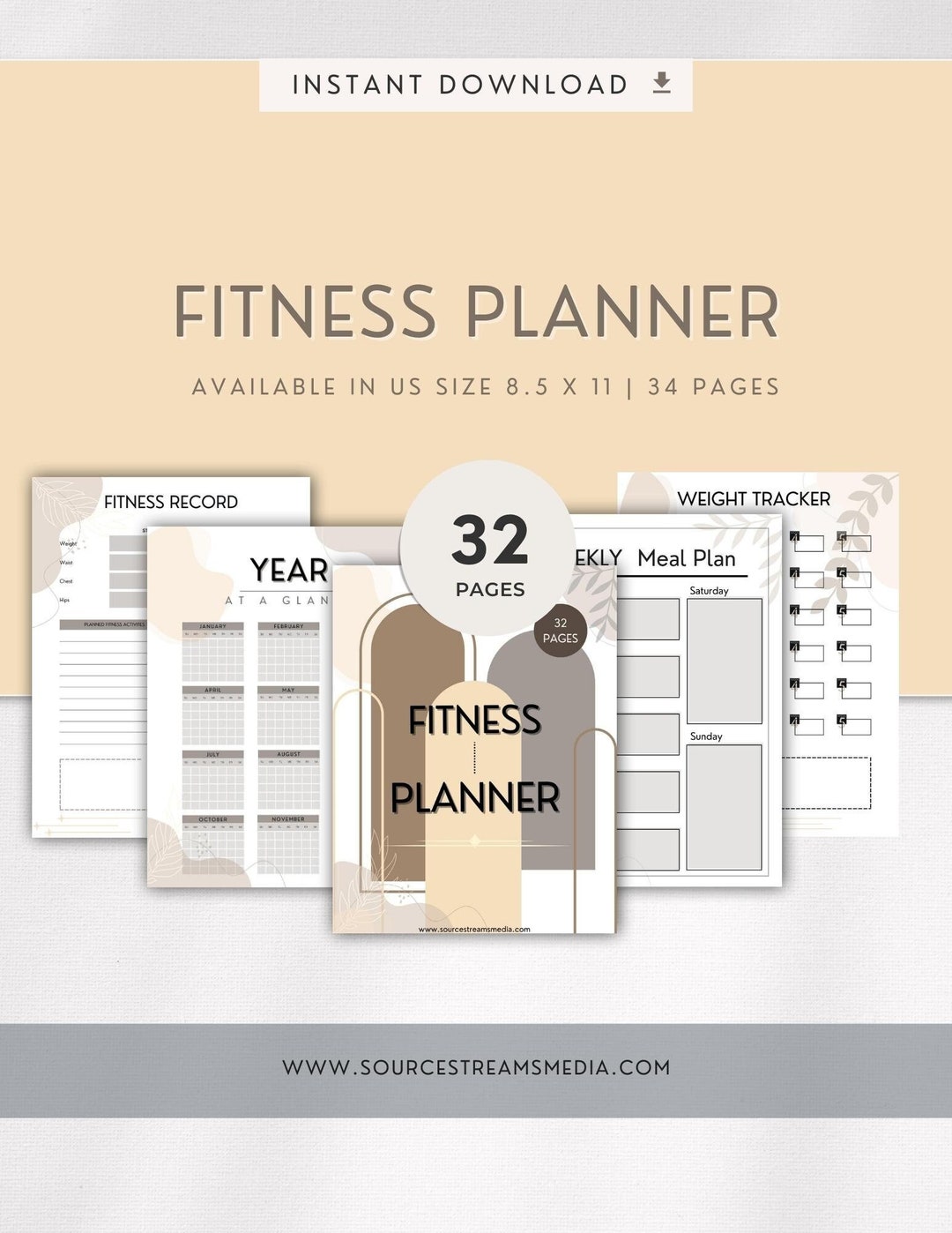 Ultimate Printable Fitness Planner 8.5 X 11 Trackers & Challenges Meal ...