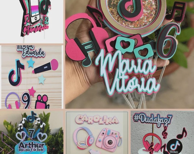 Cake Toppers Digital Archive – Tik Tok - Cake Topper - Etsy