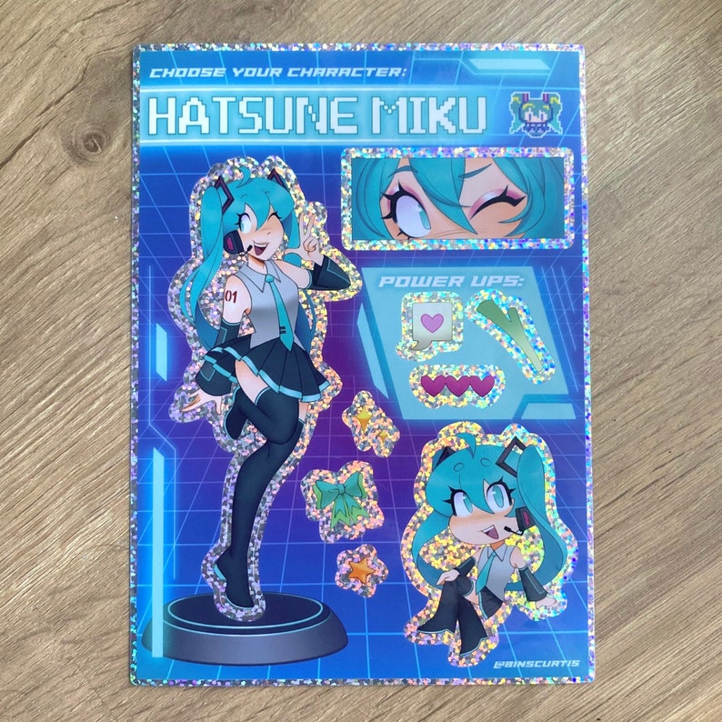Hatsune Miku Sticker Sheet Glittery Chibi 2000s Y2K Retro Cybercore ...